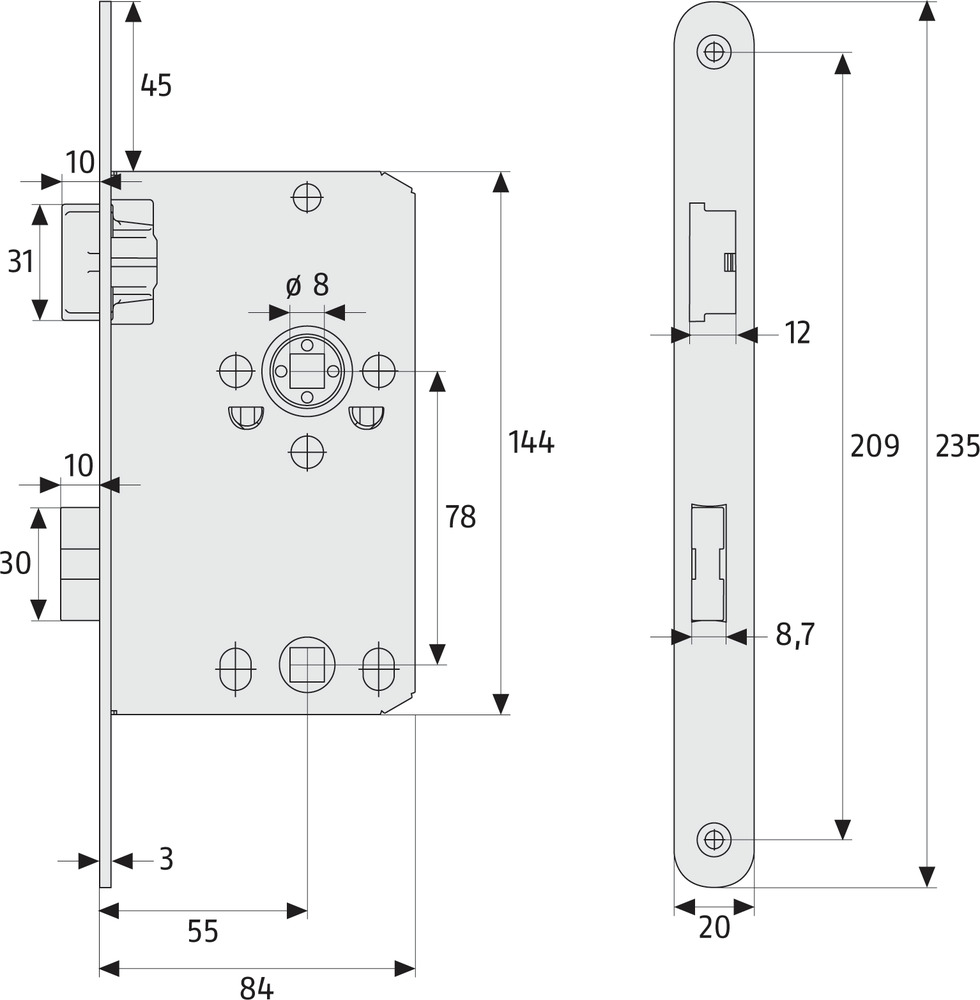 Zamek drzwiowy | TKB10 | Zamek do drzwi łazienkowych | ABUS